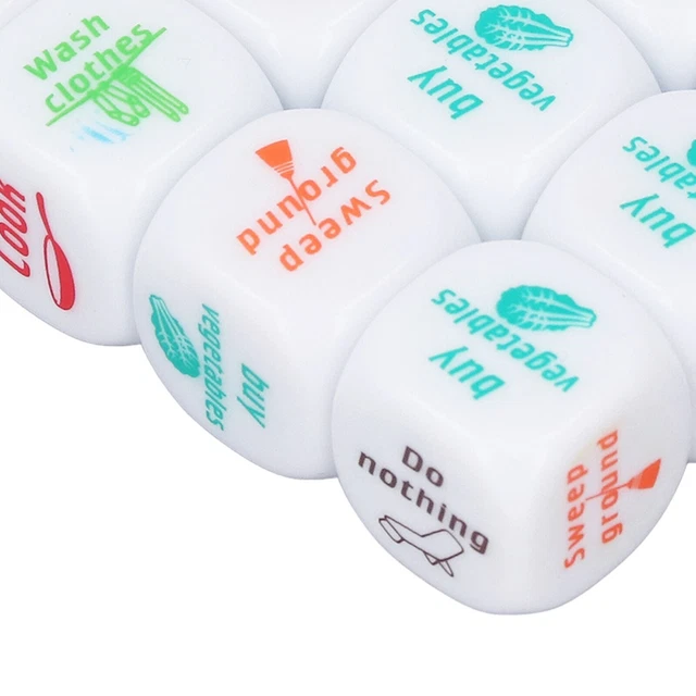 12PCS NOVELTY HOUSEWORK Dice Toy Role Playing Housework Distribution ...