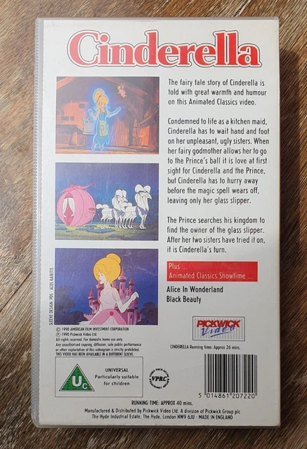 RARE PICKWICK ANIMATED Classics Cinderella VHS Video Tape Special ...