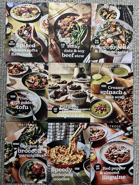 9 X WAITROSE FOOD RECIPE CARDS ~ SEPTEMBER 2025 inc KOFTA FLATBREADS ...