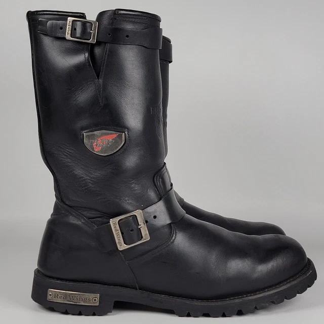 RED WING BOOTS Mens 12 D Black Engineer Motorcycle Biker Vibram Leather ...