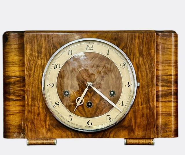 ART DECO GERMAN Walnut Mantel Clock By German Maker Junghans £165.00 ...