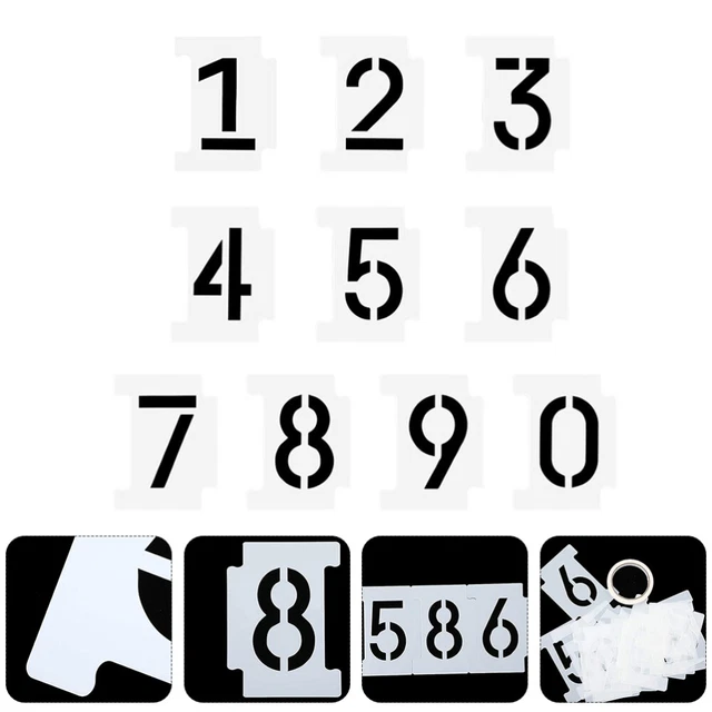 LETTER MOLDS HOLLOW Numbers Painting Template Child Reusable Stencils £ ...