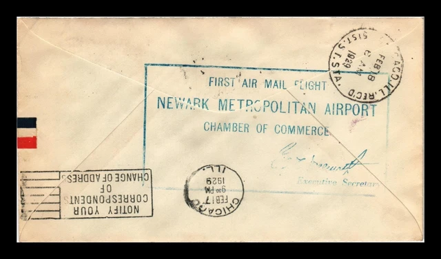 DR JIM STAMPS Us Cover First Flight Air Mail Newark New Jersey Back ...