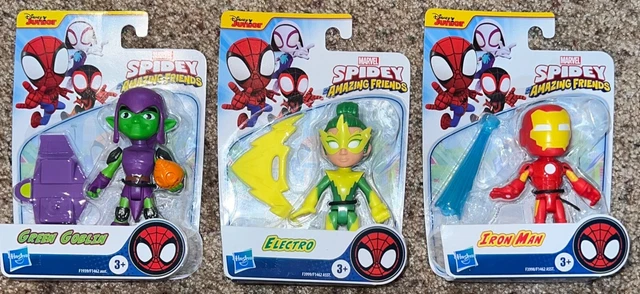 SPIDEY & HIS Amazing Friends ~ Figurines Electro, Iron Man & Green ...