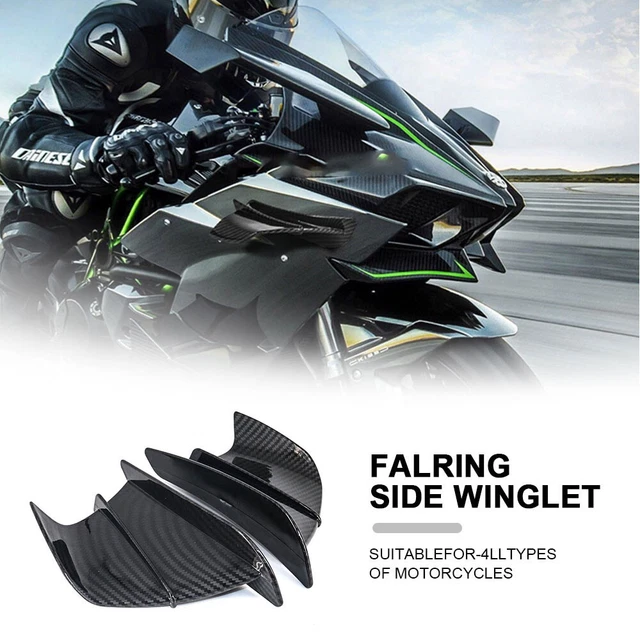 PAIR UNIVERSAL MOTORCYCLE Winglets Aerodynamic Spoiler Wing Kit with ...