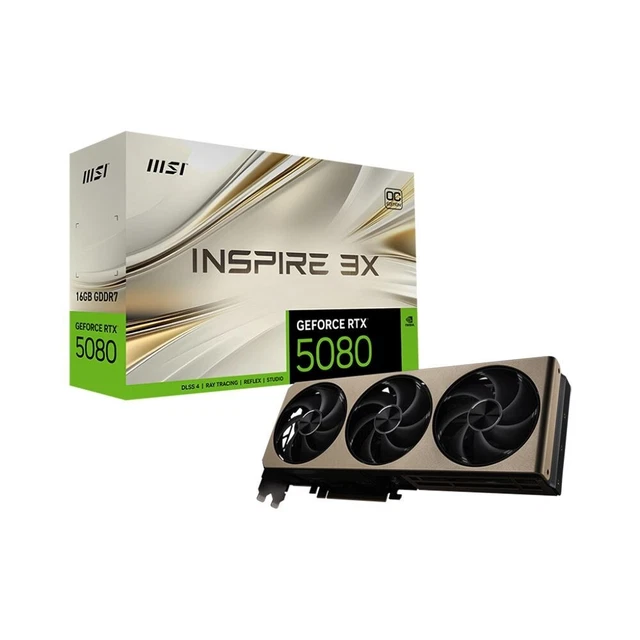 MSI NVIDIA GEFORCE RTX 5080 16GB GDDR7 INSPIRE 3X OC Graphics Card ...