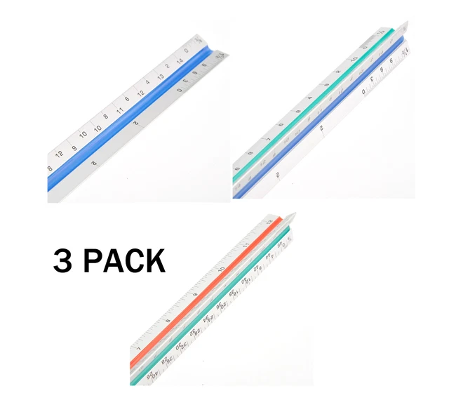 ARCHITECTURAL SCALE RULER 12" Triangular Architect Scale Aluminum Set ...