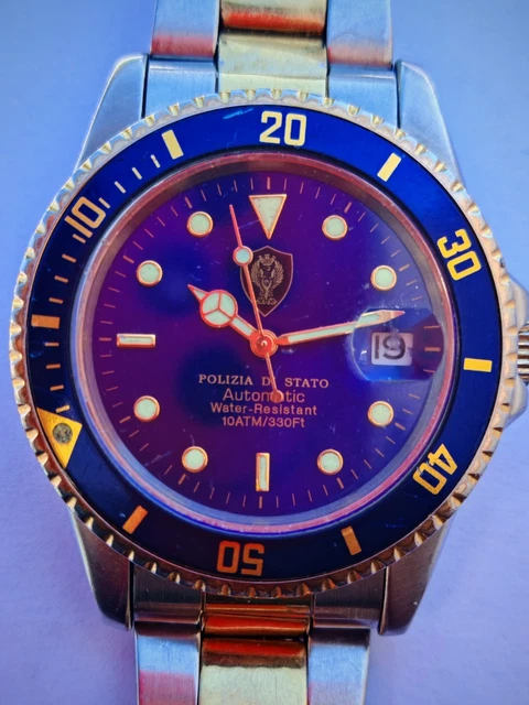 OROLOGIO SUB DIVER Polizia Di Stato Automatic 21 Jewels Working ...