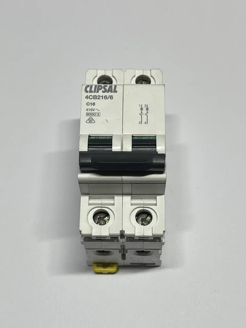 CLIPSAL 4CB MCB Circuit Breaker 4CB216/6 C16A 2P 415V AC 16A 2 Pole C ...