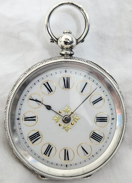 SWISS SILVER POCKET watch. Beautiful Dial *FULL WORKING ORDER* 1880s £ ...