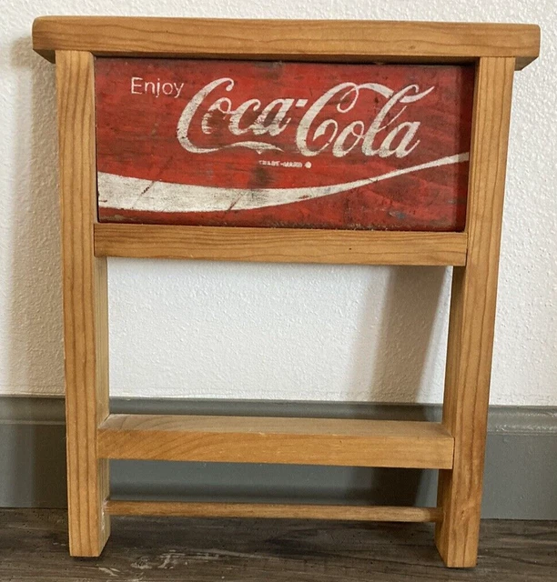 VTG WOOD COCA-COLA Wall Towel Rack Sign Repurposed Pop Crate Side 10 ...