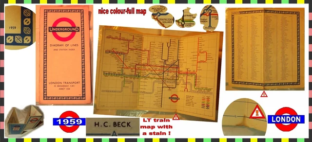 LONDON TRANSPORT MAP London underground map folding pocket map 1959 ...