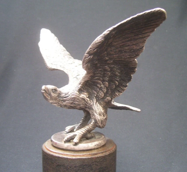 VINTAGE 1920S EAGLE RADIATOR CAP CAR MASCOT ~PRE WAR NICKEL SILVER HOOD ...