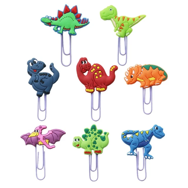 8 PCS DINOSAUR Bookmark Paperclips Clamps Color Animal-shaped Paper ...