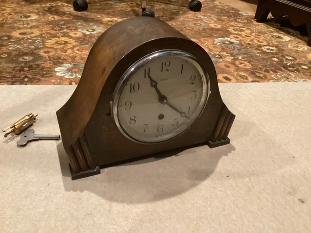 VINTAGE DAVALL MANTLE clock includes pendulum, hanger, pin and winding ...