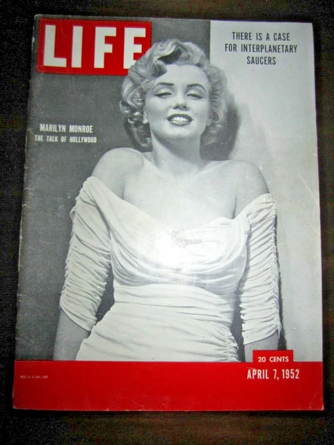 LIFE MAGAZINE APRIL 7 1952 NEWSSTAND Marilyn Monroe UFO No label RARE ...