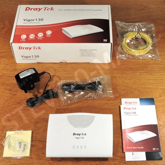 DRAYTEK VIGOR 130 VDSL2/ADSL2+ FTTC Modem, Gigabit Ethernet, Boxed, VGC ...