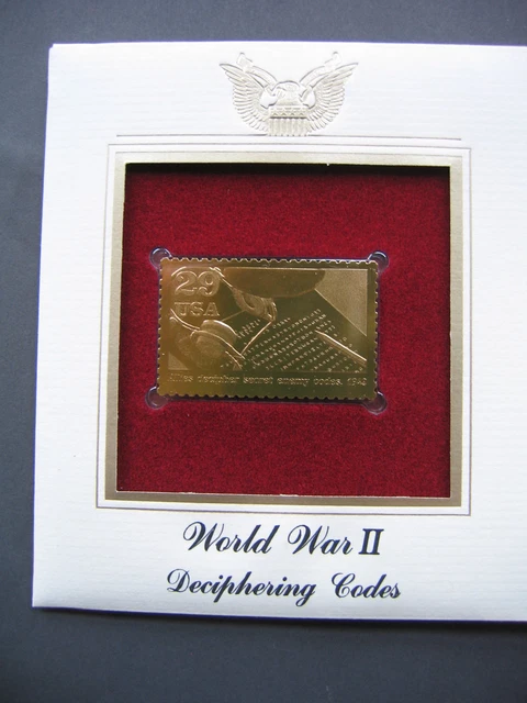 1992 WWII DECIPHERING Codes 22kt Gold Golden Cover replica World War II ...