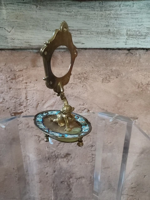 ANCIEN PORTE MONTRE Cherubin Putti en bronze doré emaux cloisonné onyx ...