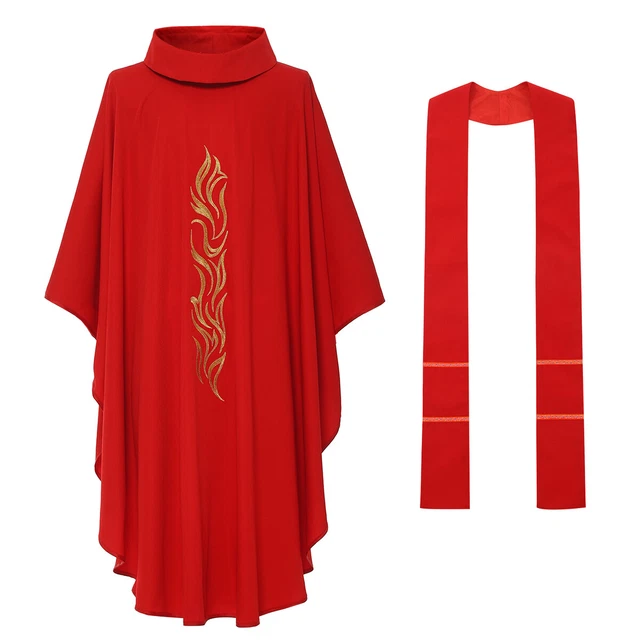 CATHOLIC CHASUBLE VESTMENTS Priest Church Clergy Robe Embroidered Red ...