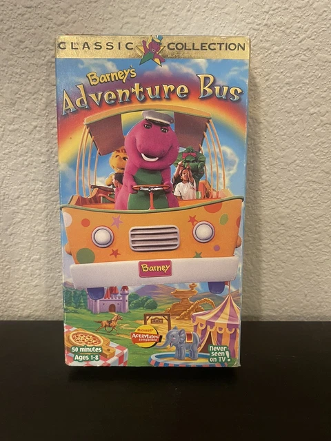 VTG BARNEY'S ADVENTURE Bus VHS Barney Purple Dinosaur Sing Along 1997 ...