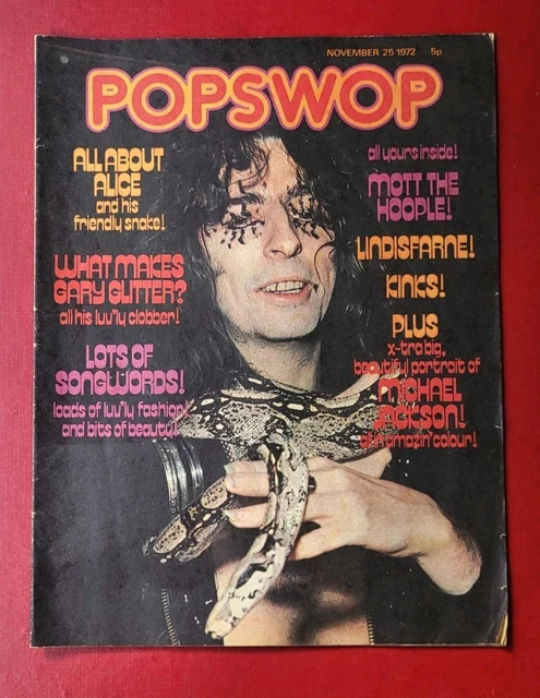 VINTAGE POPSWOP MAGAZINE 25 NOVEMBER 1972 Alice Cooper Kinks ...