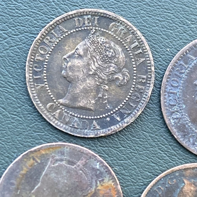 VICTORIA COLONIAL CENT Coins (7) Canada India Straits Newfoundland Lot ...