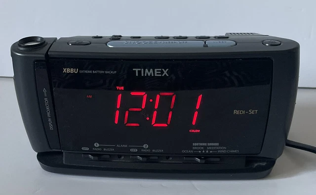 TIMEX T740 DUAL Alarm Clock Radio Alarm W/ LED Projector Light ...