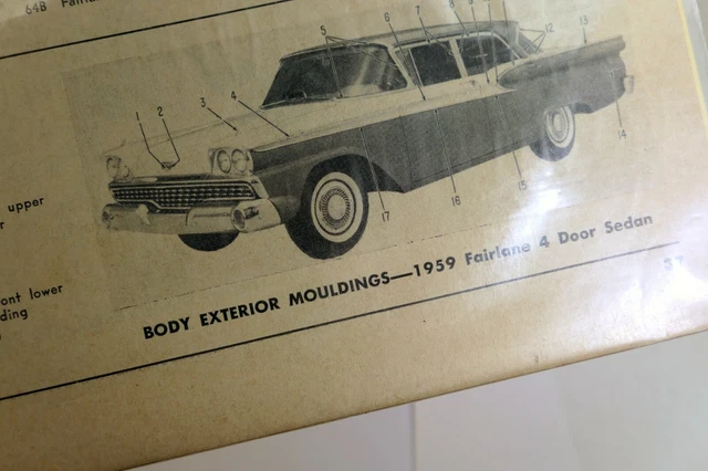 FORD GRILLE IDENTIFICATION 1959 Chart Sheet Body type Identification ...
