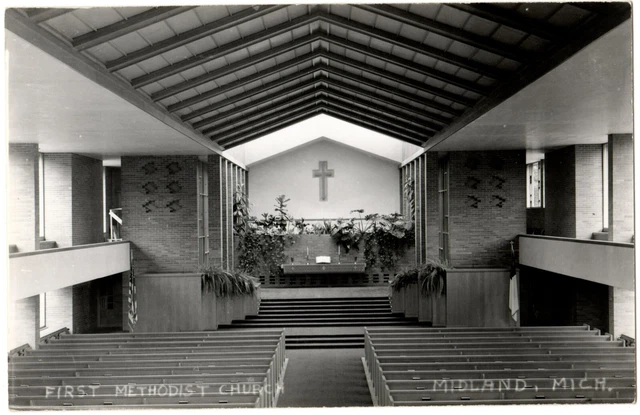 MIDLAND, MI - RPPC First Methodist Church Interior Michigan Real Photo ...