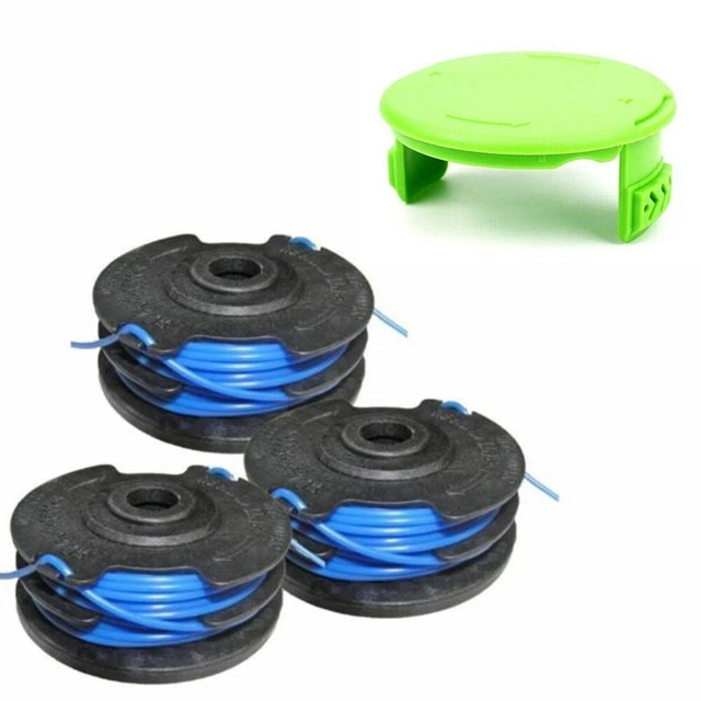PRE WOUND TRIMMER Line Replacement 3 Spools with 1PC Green Cover for ...