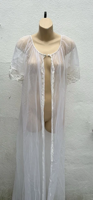 FEMININE DAINTY VINTAGE Vanity Fair Maxi Robe White 42” Bust Ankle ...