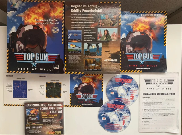 1995! TOP GUN Fire at Will Big Box PC CD ROM Micro Pose IBM DOS Amiga ...