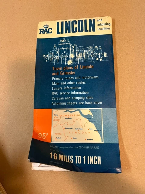 CLASSIC RETRO 1970S RAC Map of Lincoln incl town plans of Grimbsy £5.00 ...