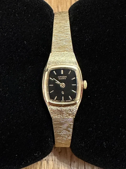 QUARTZ CITIZEN CQ Watch Gold Tone Black Dial Japan. 5920-S55712 HSB.See ...
