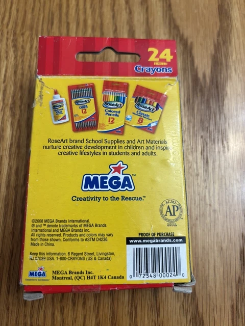 2008 ROSEART BRANDED 24 Box of Crayons, Slightly Used £2.23 - PicClick UK