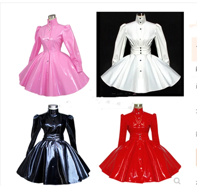 FRENCH SISSY MAID Sexy girl Lockable Long PVC Dress Cosplay Costume ...