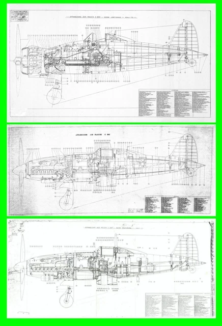 DISEGNI DRAWINGS MACCHI C200 C202 Mc205 Aircraft Regia Aeronautica ...