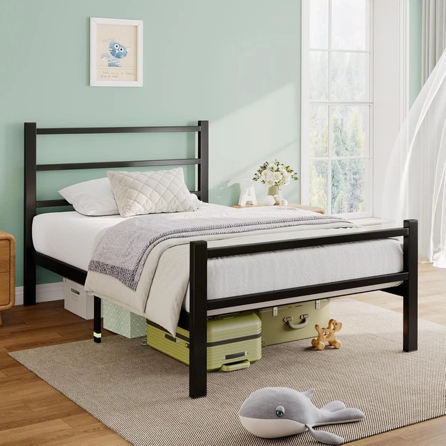 FEONASE METAL SINGLE Bed Frame With Stylish Headboard And Footboard ...