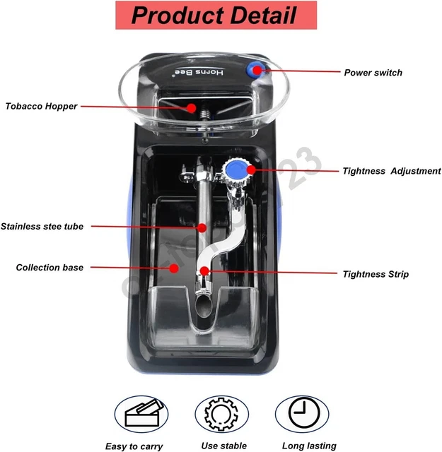 6.5MM ULTRA SLIM Automatic Cigarette Rolling Machine Electric Tobacco ...