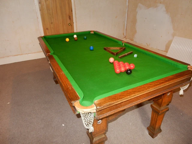 ANTIQUE RILEY BILLIARD Snooker Table / Dining Table 1/4 size Slate bed ...