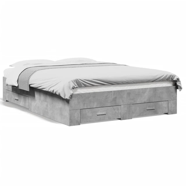 BED FRAME SMALL Double 120x190cm Concrete Grey Engineered Wood with ...