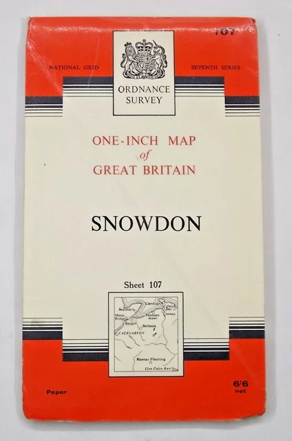 OS ONE-INCH SEVENTH series map Snowdon Sheet 107 1965 EUR 2,79 ...