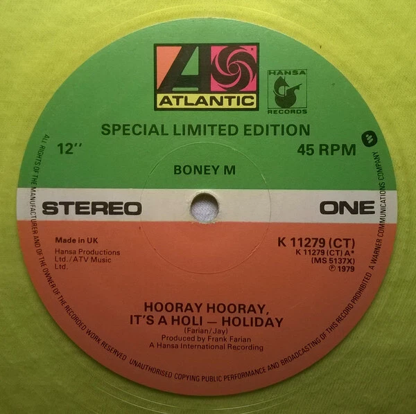 BONEY M. - Hooray Hooray It's A Holi-Holiday - disque vinyle d'occasion ...