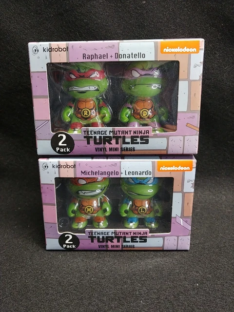 KIDROBOT TMNT RAPHAEL Donatello Leonardo Michaelangelo Mini Vinyl 2pack ...