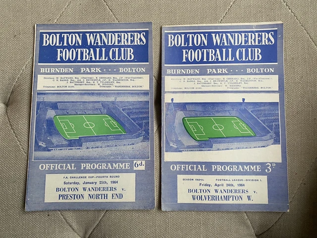 1963/64 - 2 x Bolton FC Football Programmes. Very Good £4.00 - PicClick UK