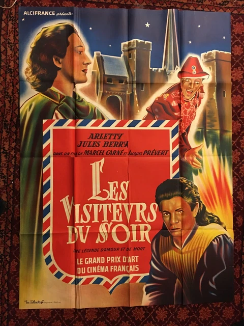AFFICHE CINÉMA 2EME Édition des An 70' s 120x160 LES VISITEURS DU SOIR ...
