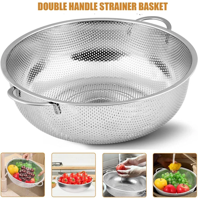 STAINLESS STEEL WASH Basket Rice Colander Strainer, Spaghetti Metal ...