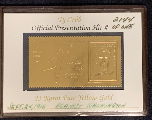 ST VINCENT TY Cobb 23KT GOLD FOIL STAMPS 1989 MNH BASEBALL FDC £11.81 ...