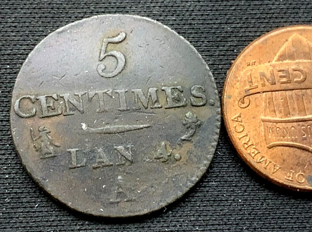 1795 FRANCE 5 Centimes Coin ( L'AN 4 1795 ) Paris A Mint #NX23 $85.41 ...